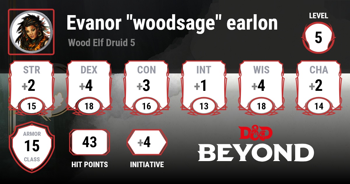 Evanor "woodsage" earlon - D&D Beyond